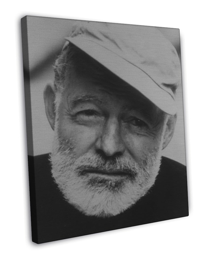 Ernest Hemingway Famous Novelist Wall Decor 20x16 inch FRAMED CANVAS Print