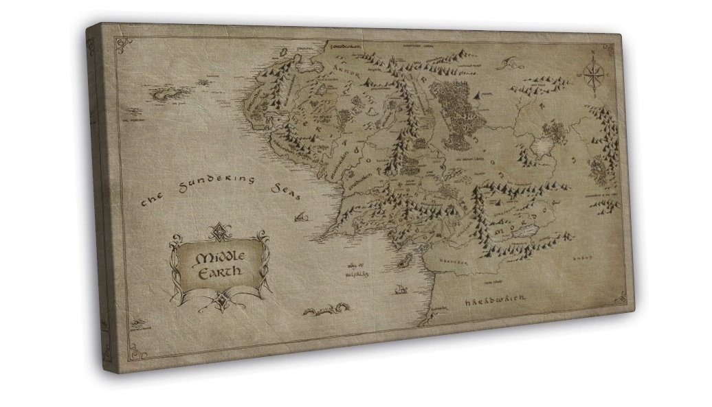 Map Of Middle Earth Lord Of The Rings Wall Decor 16x12 inch FRAMED ...