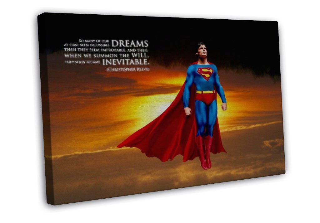 Superman Quote Dreams Image 20x16 inch Framed Canvas Print