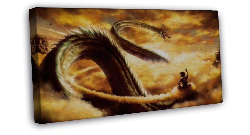 Dragon Ball Z Goku Ride Shenron 2 Anime 20x16 inch Framed Canvas Print