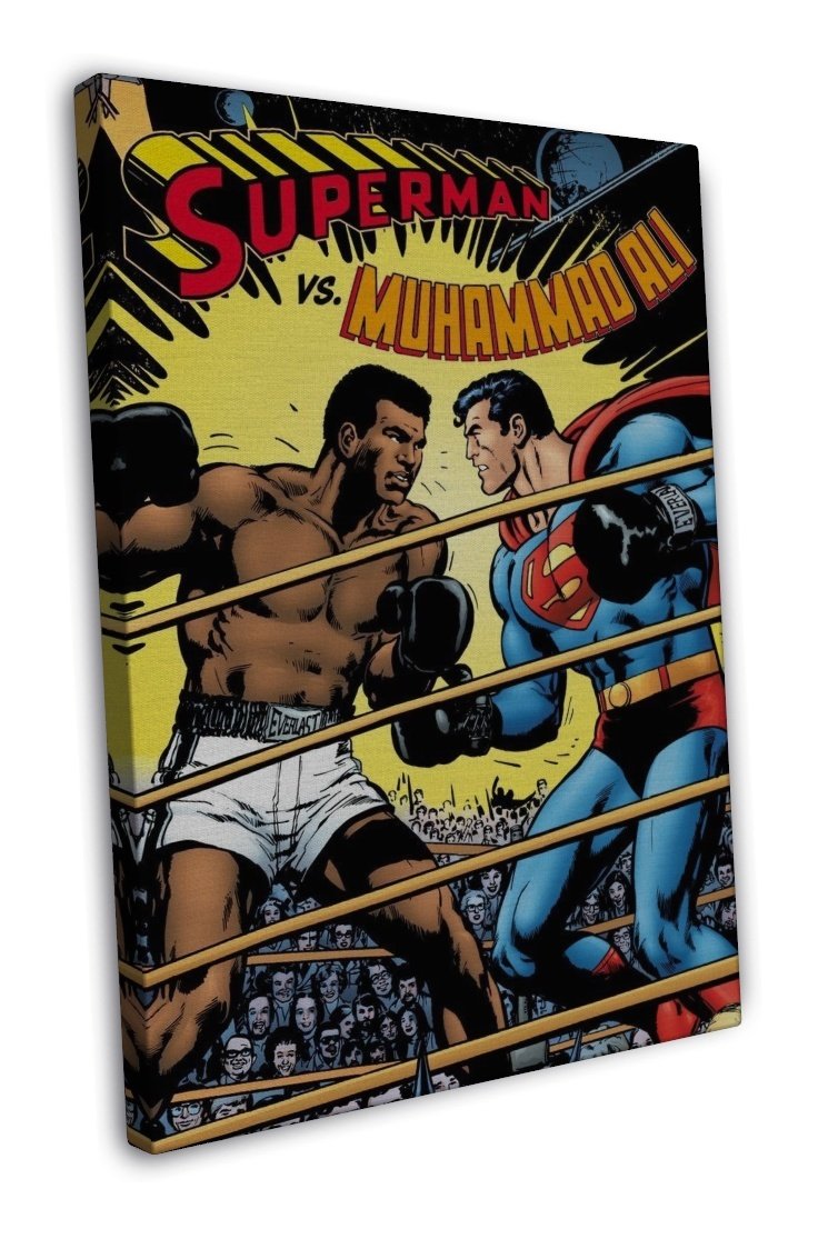 Muhammad Ali V Superman Boxing Image 20x16 inch Framed Canvas Print