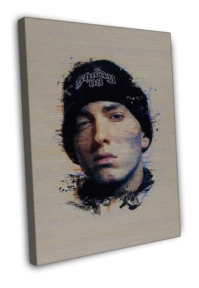 Eminem Rap Singer Watercolour Art Image 20x16 inch Framed Canvas Print