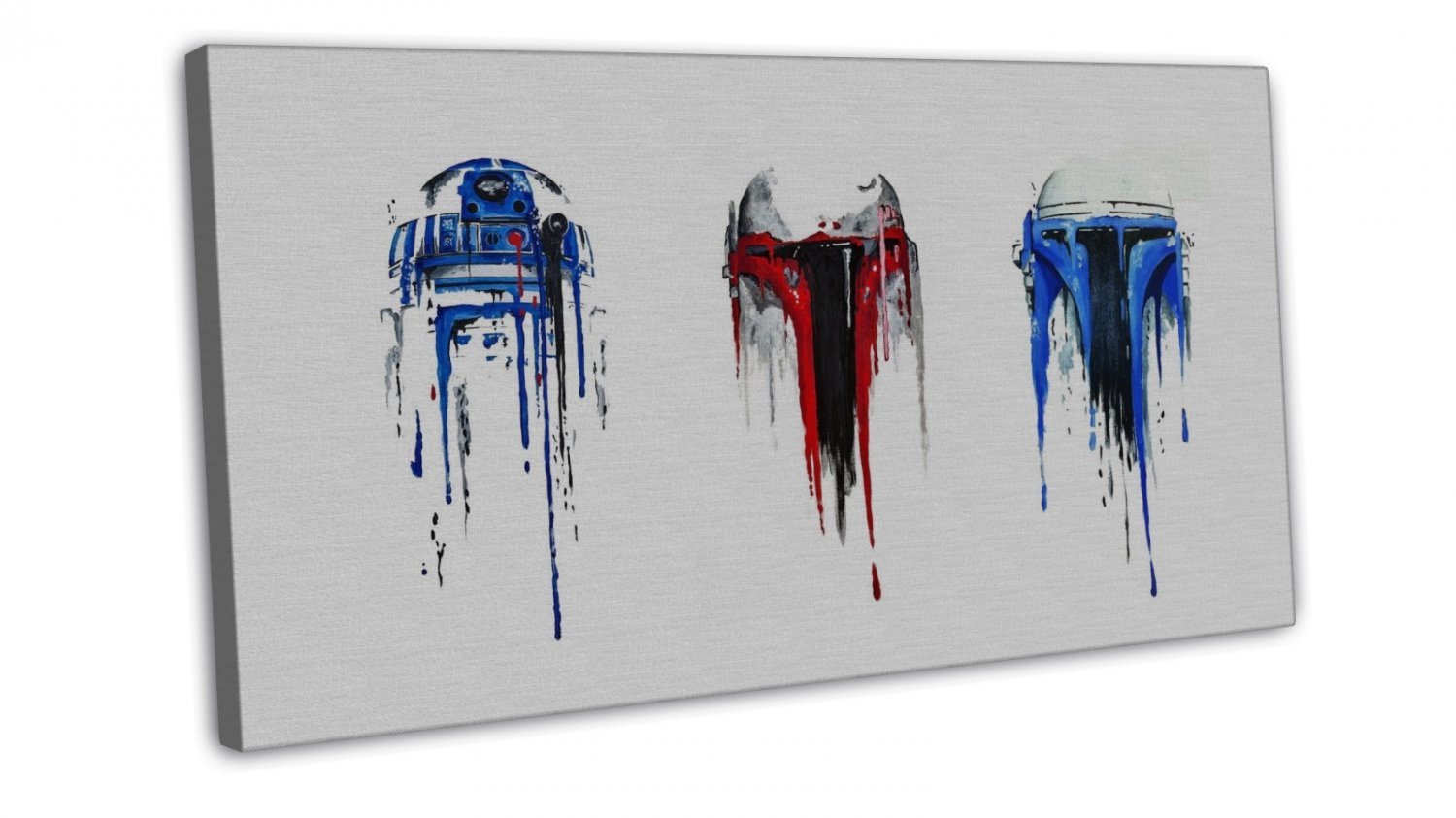 R2D2 Star Wars Watercolour Art Image 16x12 inch Framed Canvas Print