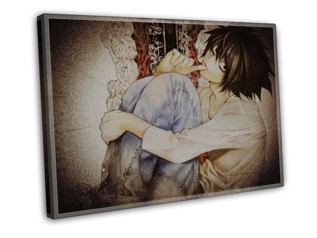 Death Note Anime Art 16x12 inch Framed Canvas Print Decor