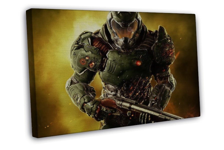 Doom 4 2 New Game Art Wall Decor 20x16 inch Framed Canvas Print