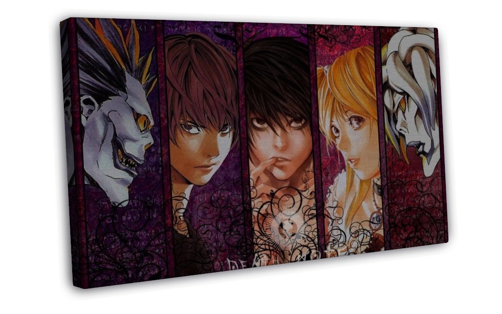 Death Note Anime Art 20x16 inch Framed Canvas Print Decor