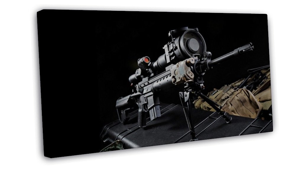 Assault Rifle Weapon Wall Decor 20x16 inch Framed Canvas Print