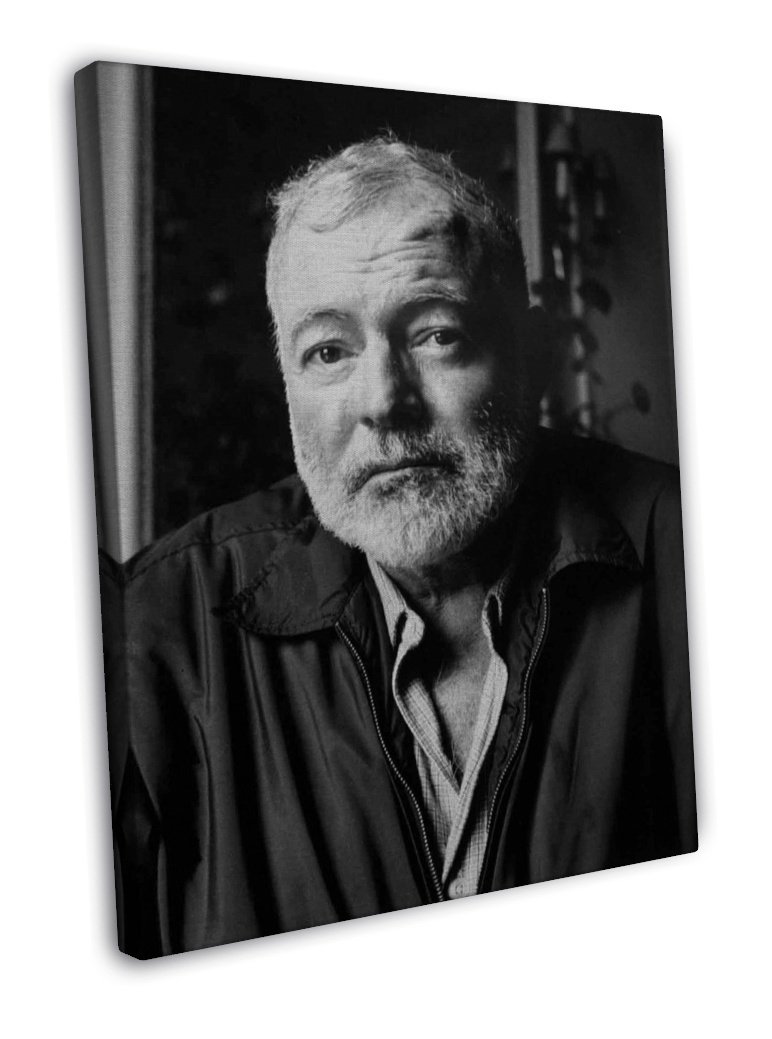 Ernest Hemingway Famous Novelist Wall Decor 20x16 inch FRAMED CANVAS Print