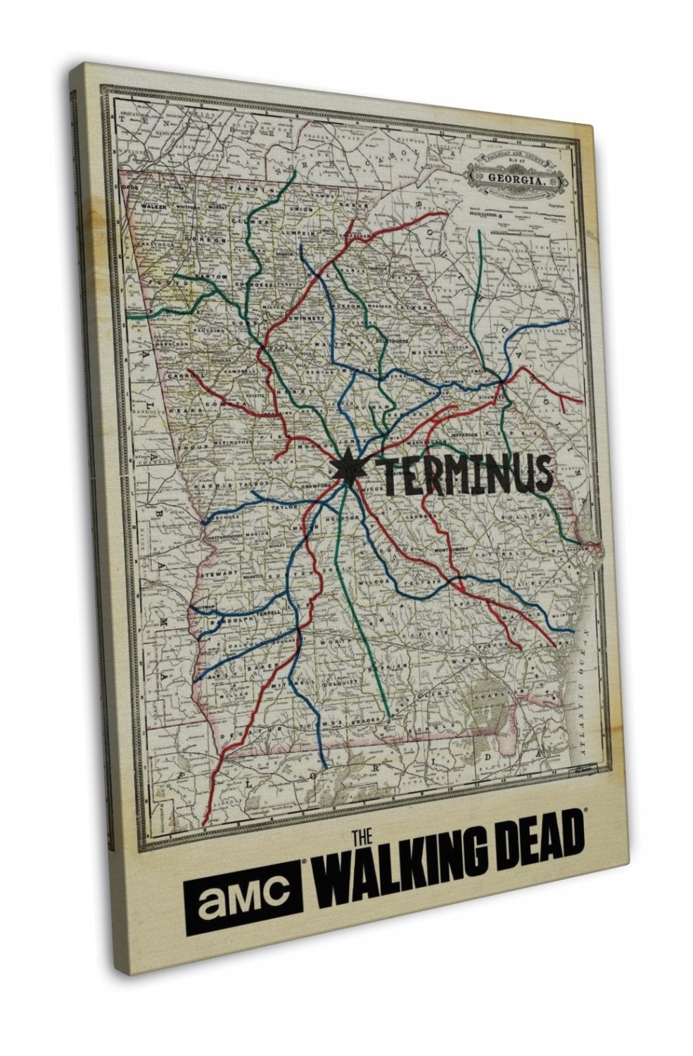 The Walking Dead Terminus Map Wall Decor 20x16 inch FRAMED CANVAS Print