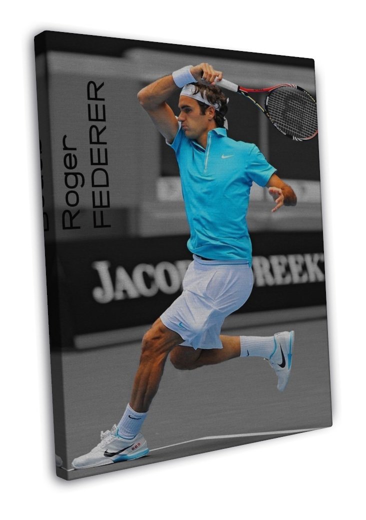 Roger Federer Tennis Players Wall Decor 20x16 inch FRAMED CANVAS Print
