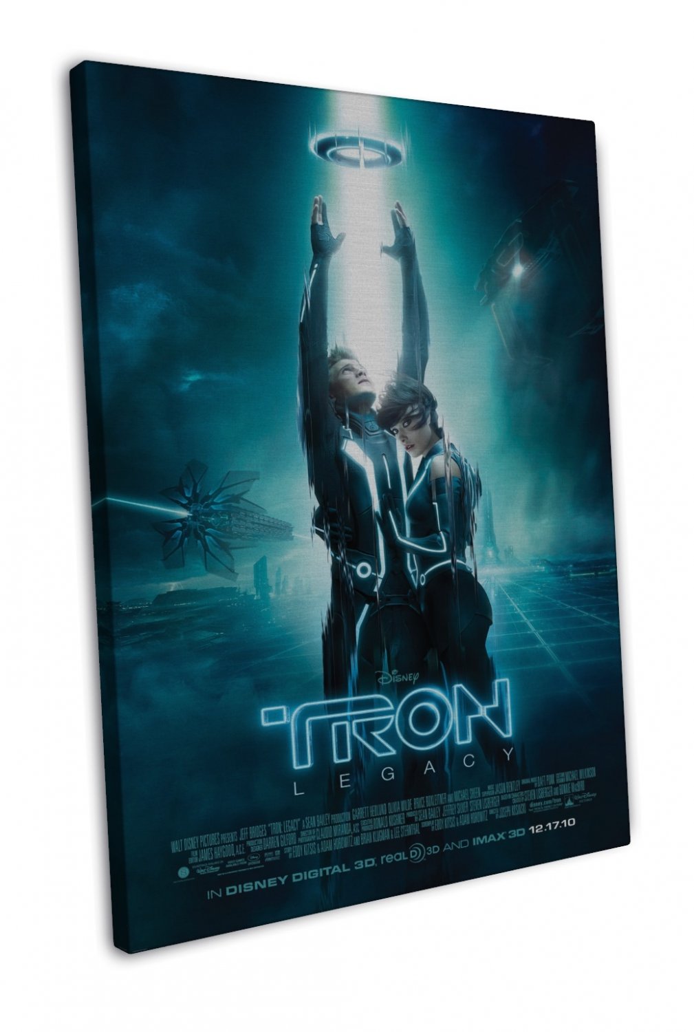 Tron Legacy Light Cycles Movie Wall Decor 20x16 inch FRAMED CANVAS Print