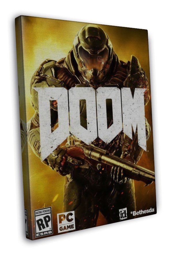 Doom Hot Shooting Game Art Wall Decor 20x16 inch Framed Canvas Print