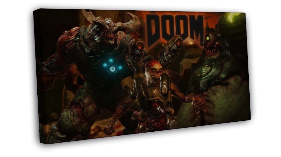 The Ultimate Doom 4 New Game Art 20x16 inch Framed Canvas Print