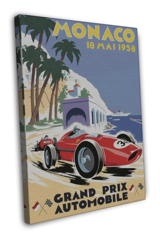 Vintage 1958 Monaco Grand Prix Classic Motor Racing 20x16 inch FRAMED ...