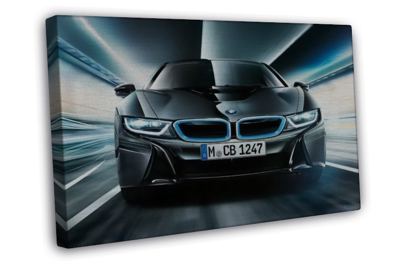 Bmw I8 Supercar Car Art 20x16 inch Framed Canvas Print