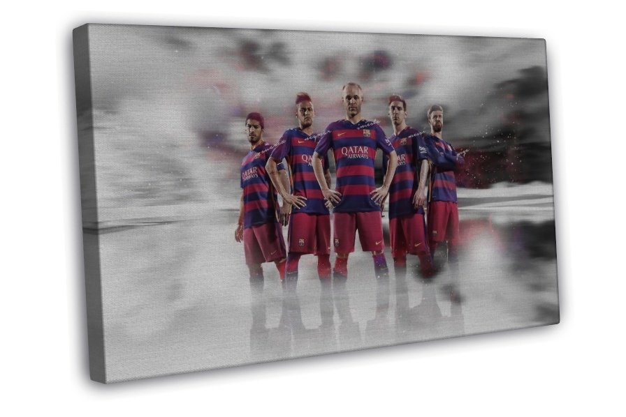Lionel Messi Barcelona Soccer Fabric Neymar 20x16 inch Framed Canvas Print