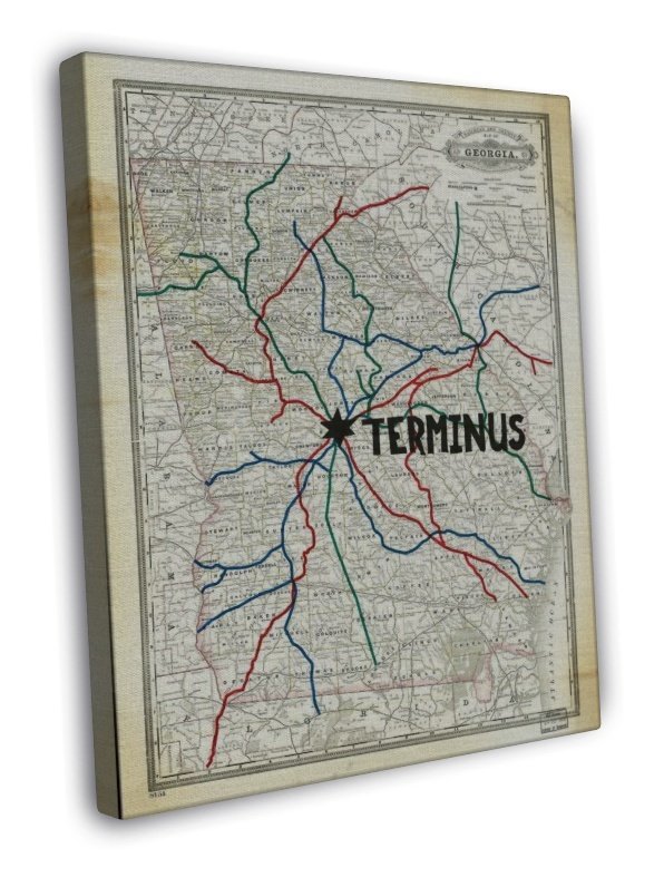 The Walking Dead Terminus Map 20x16 inch Framed Canvas Print