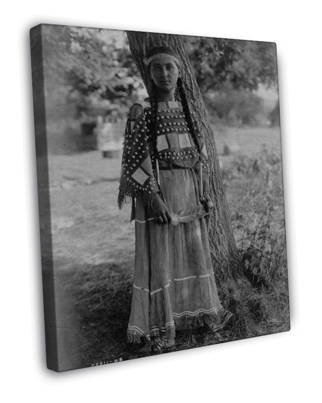 Native American Indian Sioux Maiden Photo 20x16 inch Framed Canvas Print