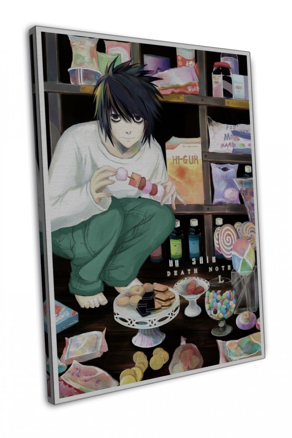 Death Note Anime Art 16x12 inch Framed Canvas Print Decor