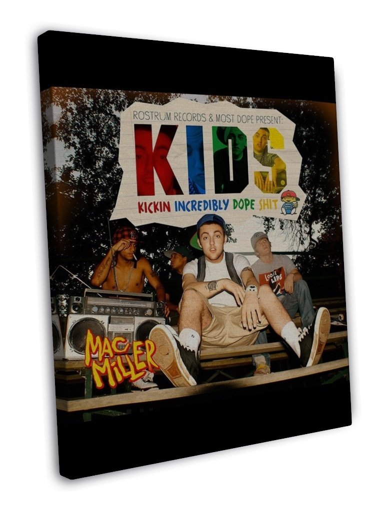 Mac Miller Music Star Art 16x12 inch Framed Canvas Print Decor