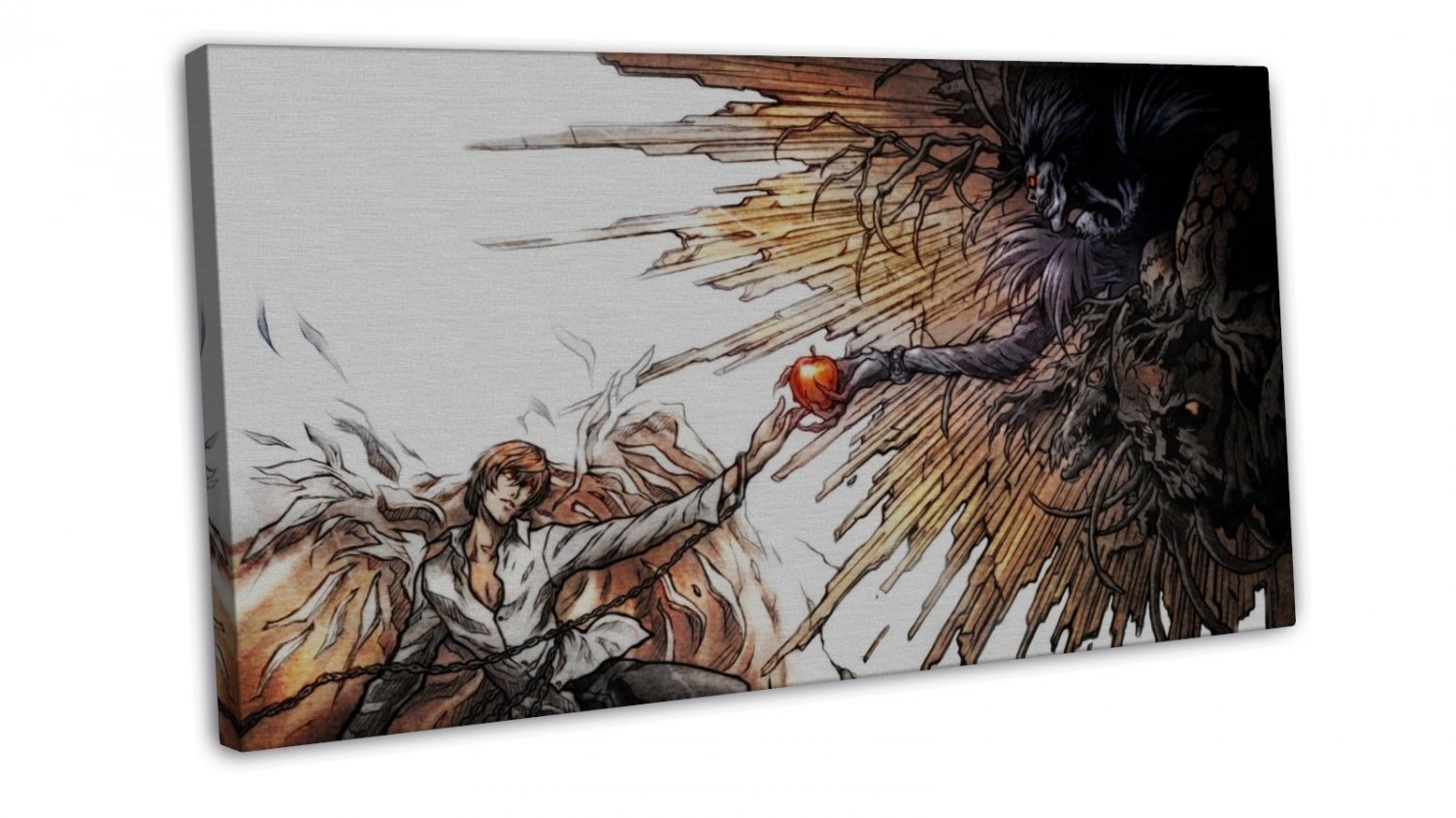 Death Note Cartoon Art 16x12 inch Framed Canvas Print Decor