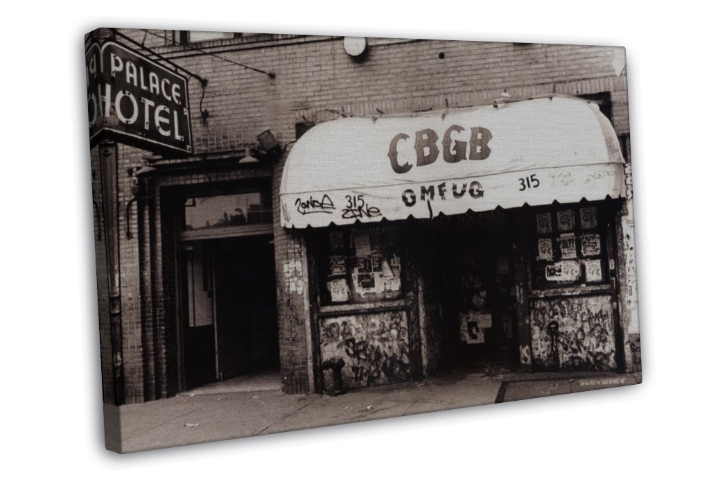 Punk Rock Music Club Venue Ny Cbgb Art 16x12 inch Framed Canvas Print Decor