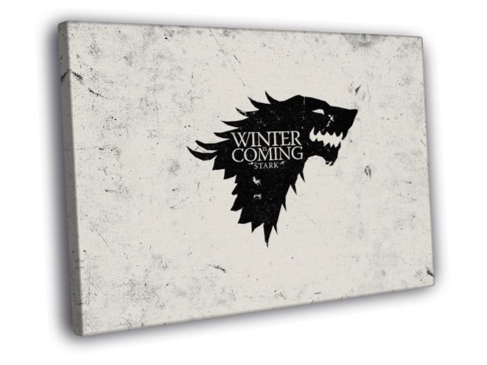 House Stark of Winterfell Wolf Game of Thrones 20x16 inch FRAMED CANVAS ...