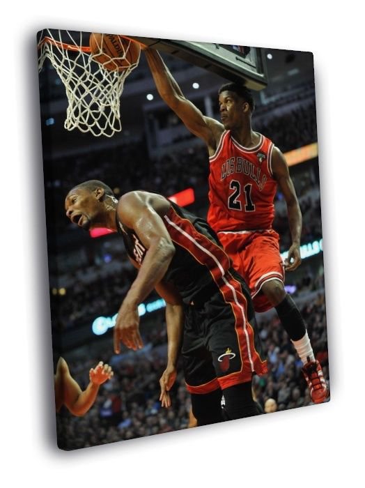 Jimmy Butler Dunk Chris Bosh Bulls Basketball 20x16 inch FRAMED CANVAS ...