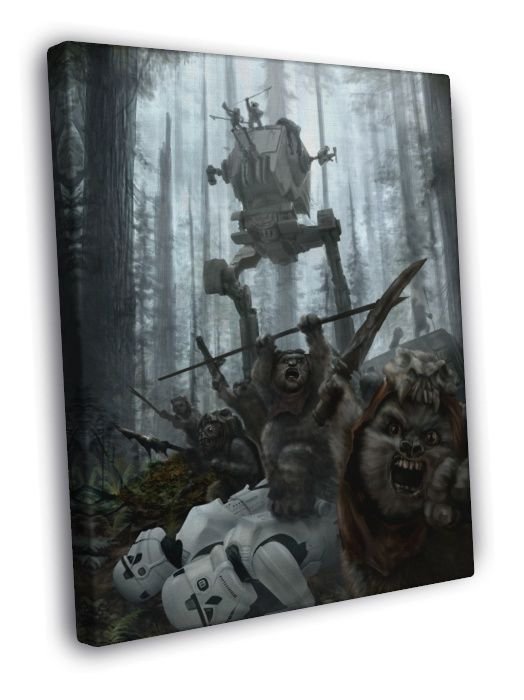 Battle of Endor AT-ST Stormtroopers Ewoks Star Wars WALL 20x16 inch ...