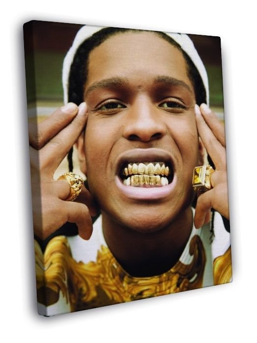 A$AP ASAP Rocky Portrait Teeth Rap Hip-Hop 20x16 inch FRAMED CANVAS ...