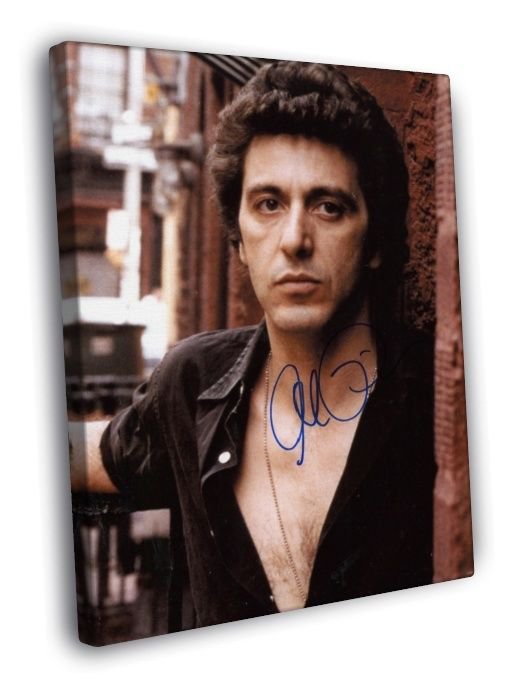 Al Pacino Portrait Signature Actor 20x16 inch FRAMED CANVAS WALL PRINT