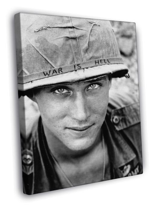 WAR IS HELL Unknown Soldier Vietnam 1965 Retro BW 20x16 inch FRAMED ...