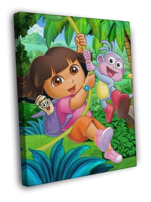 Dora the Explorer Beautiful Cartoon Art 20x16 inch FRAMED CANVAS WALL PRINT