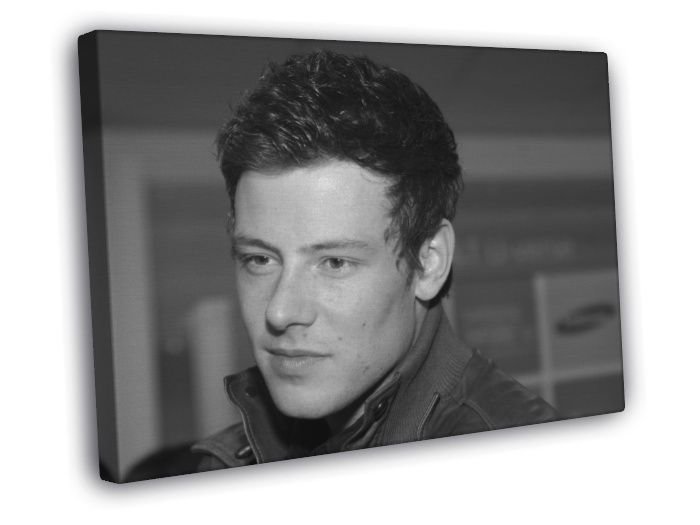 Cory Monteith Actor BW Portrait 20x16 inch FRAMED CANVAS WALL PRINT