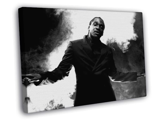 Pusha T BW Smoke Rapper Hip-Hop Music Rap 20x16 inch FRAMED CANVAS WALL ...