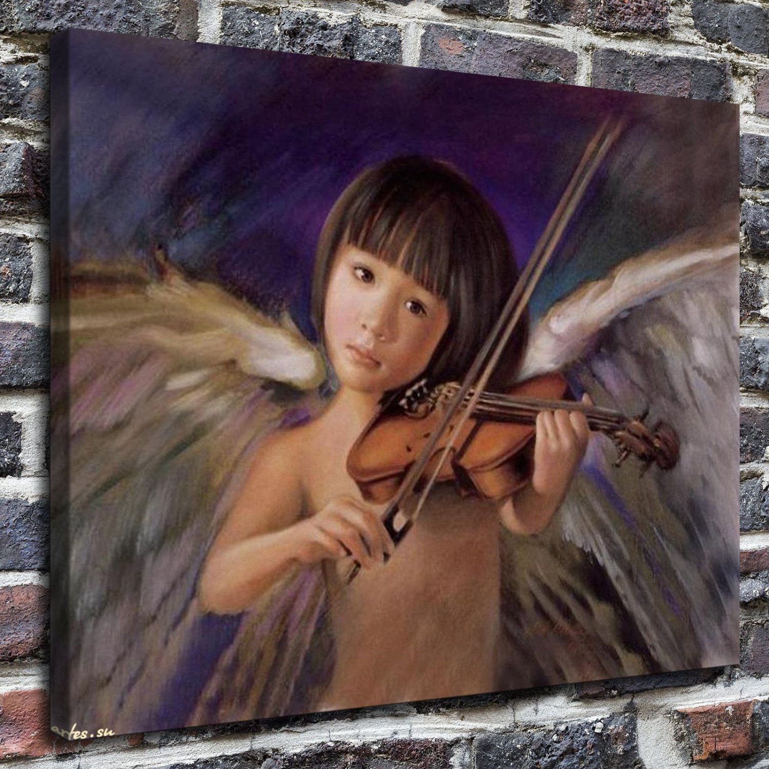 Angel with violin 20x16 inch FRAMED CANVAS PRINT