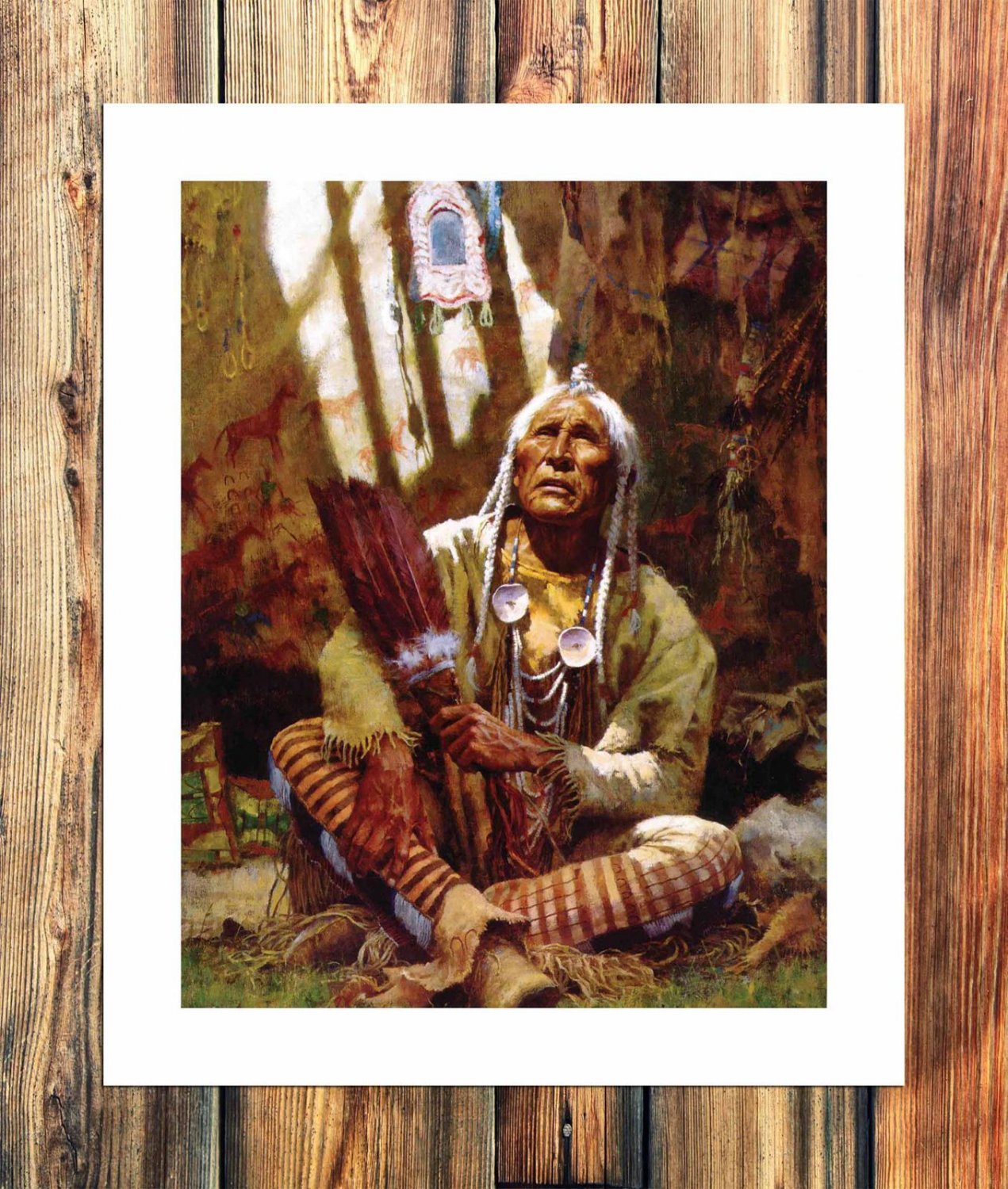 Kindly old man 20x16 inch FRAMED CANVAS PRINT