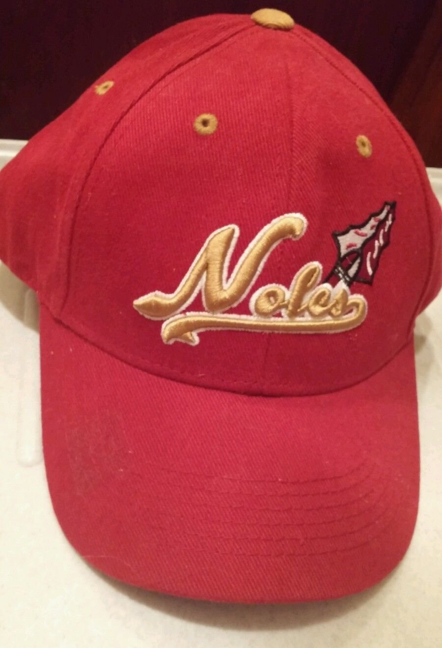 Seminoles FSU Noles logo gold letters red adjustable cap hat SILVER SERIES