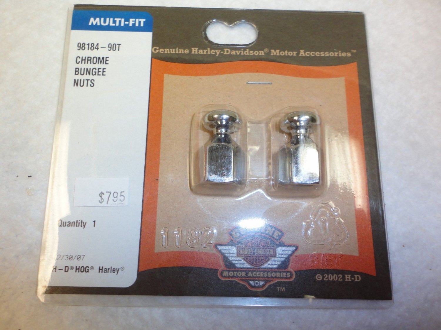 HARLEY HD CHROME 3/8" - 24 BUNGEE CORD NUTS 98184-90T