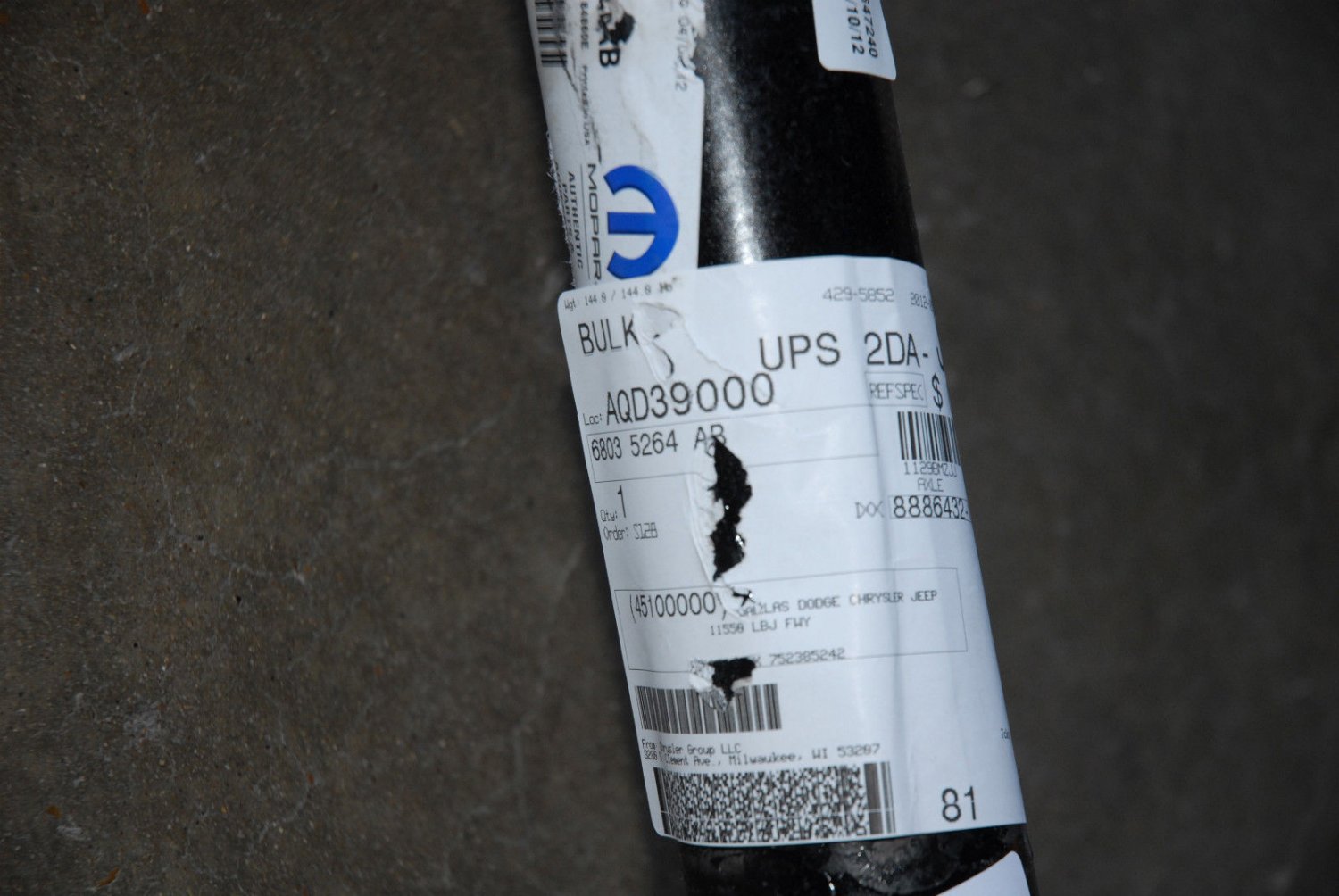 Wrangler JK front axle assembly 68035264AC OEM Mopar New Differential 3 ...