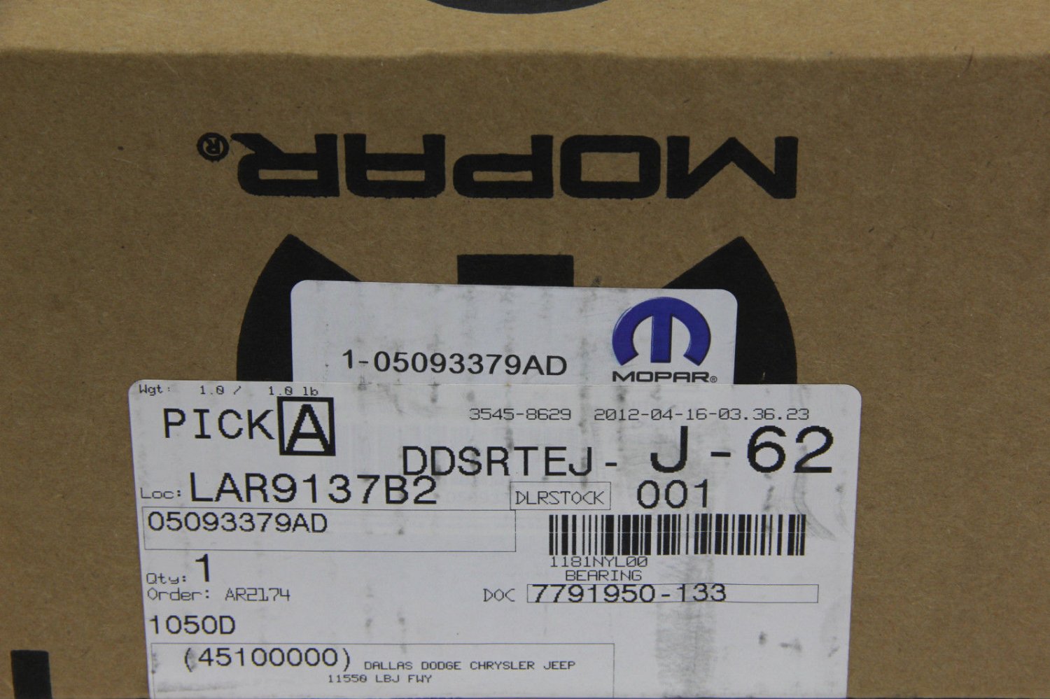 Dodge Ram Center Support Bearing 5093379AD OEM Mopar New Carrier ...