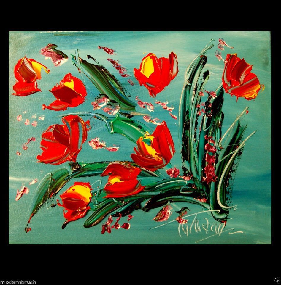 TULIPS FINE ART original oil painting MODERN ABSTRACT Canvas