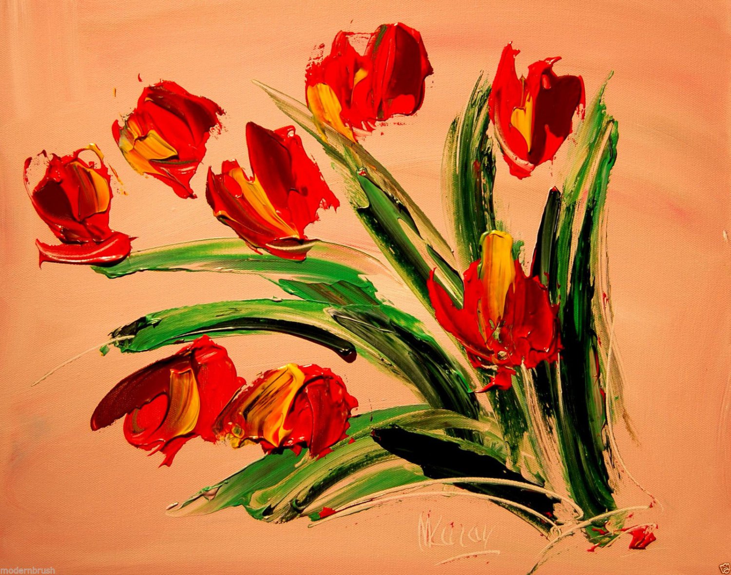 Wild Tulips CANVAS ART - - MODERN ABSTRACT IMPRESSIONIST ORIGINAL Painting