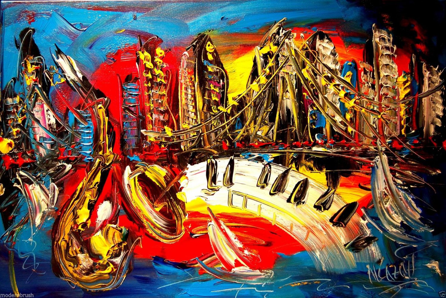 JAZZ FEST MODERN ABSTRACT IMPRESSIONIST ORIGINAL Painting by Mark Kazav