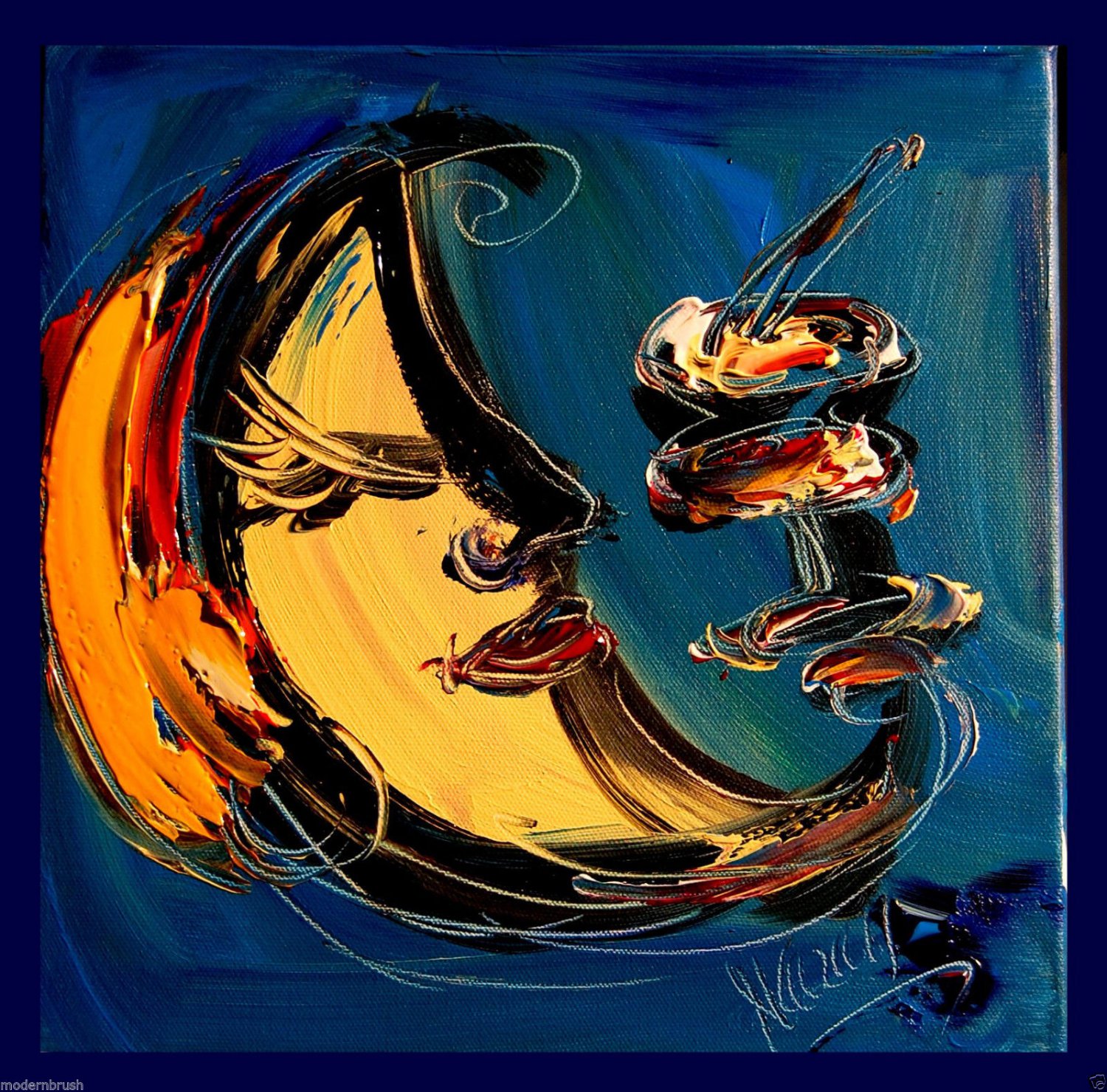 DRUNK MOON CANVAS ART - NOT PRINT- MODERN ABSTRACT IMPRESSIONIST ORIGINAL