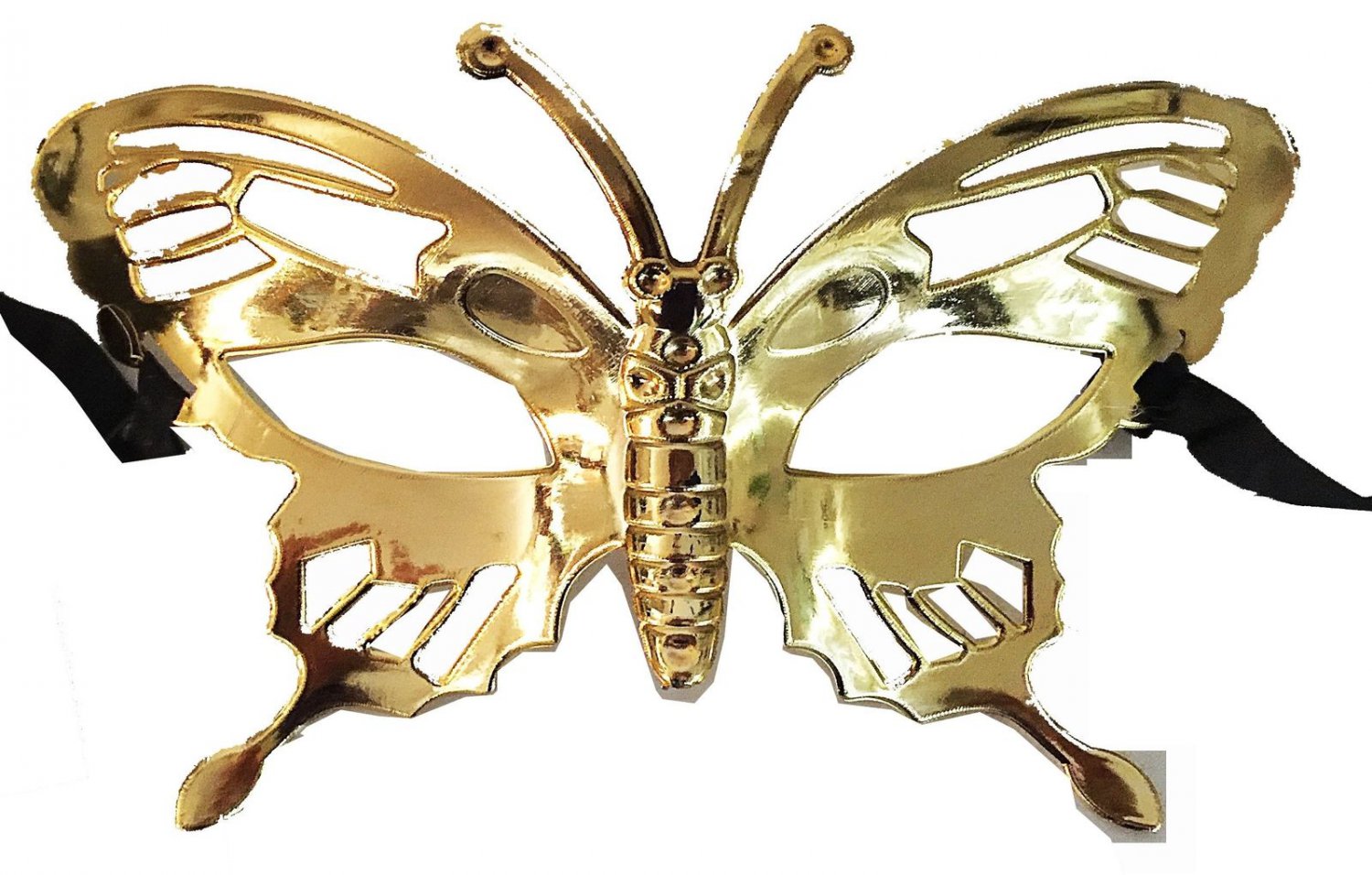 Masquerade Gold Metallic-Look Butterfly shaped party PVC Mask (set of 2)