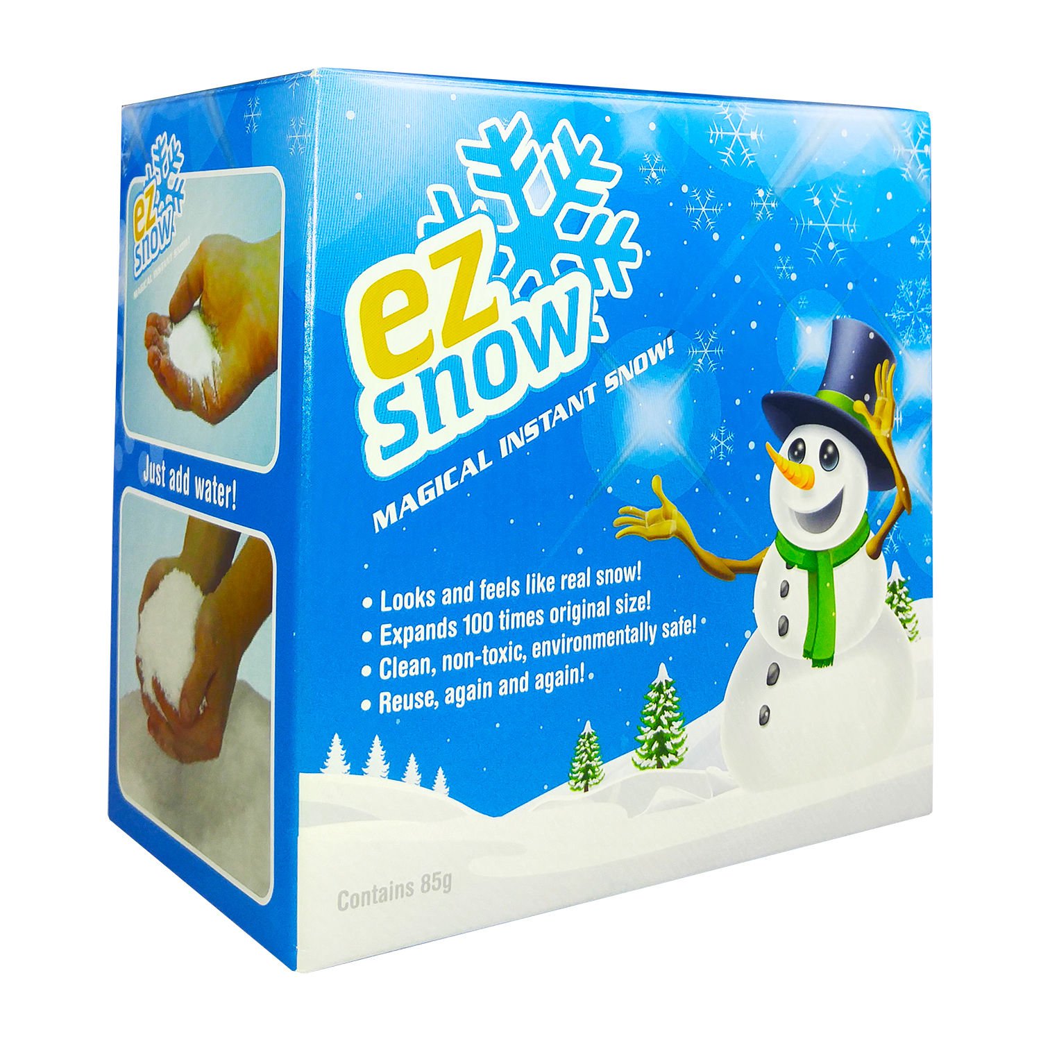 EZ Snow Magical Instant Snow, Looks and feels like real snow, Reusable