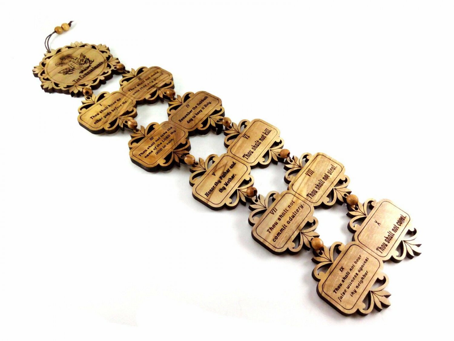 Ten Commandments Plaque Wall Hanging Olive Wood Hand Made Laser Carved ...
