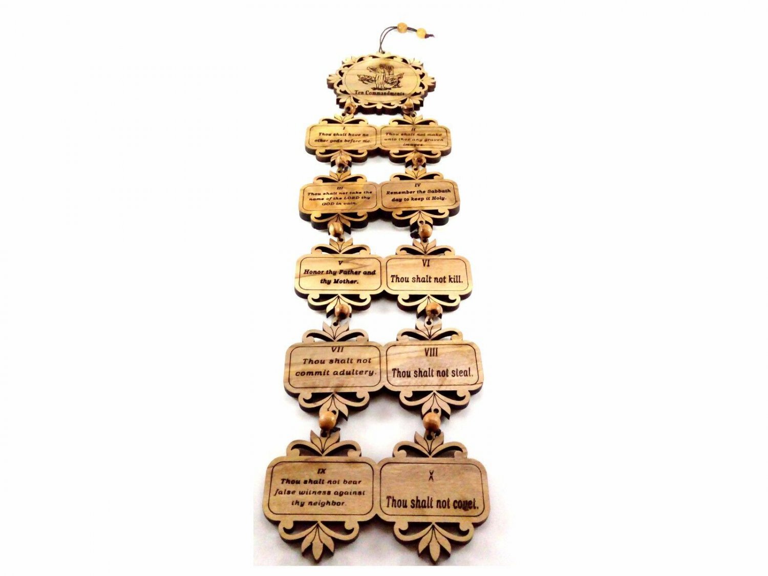 Ten Commandments Plaque Wall Hanging Olive Wood Hand Made Laser Carved ...