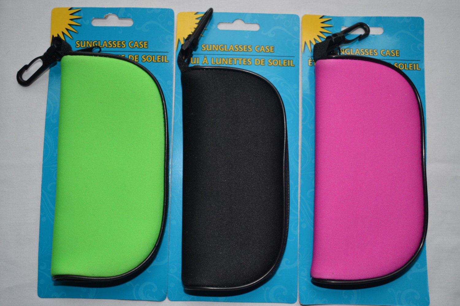 Soft Sunglass Case Zipper & Clip Neoprene Glasses Eyeware Safety ...